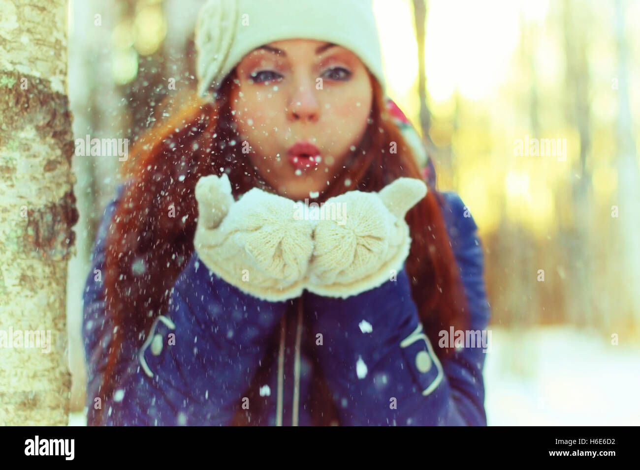 winter girl snowball Stock Photo - Alamy