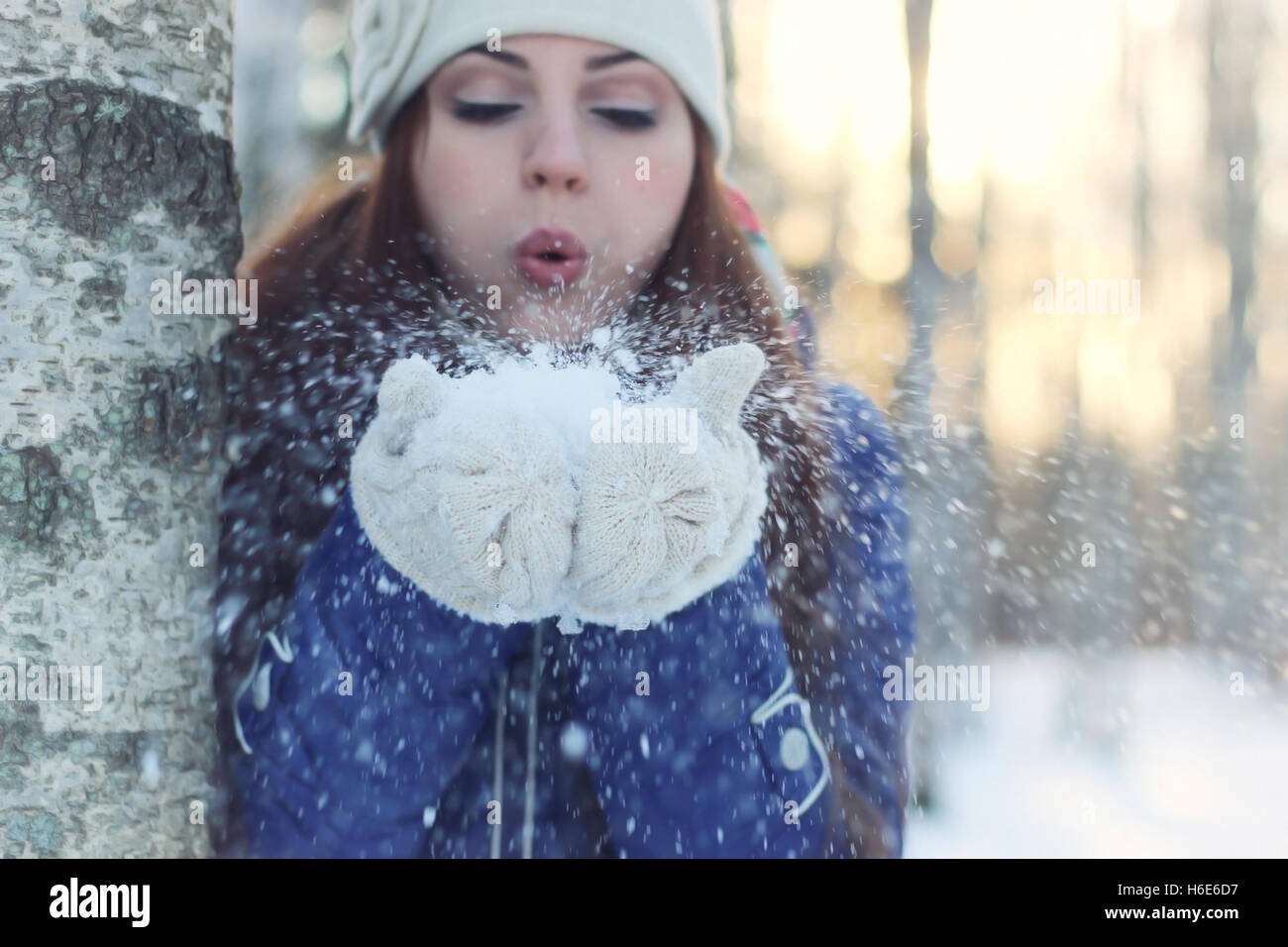 winter girl snowball Stock Photo - Alamy