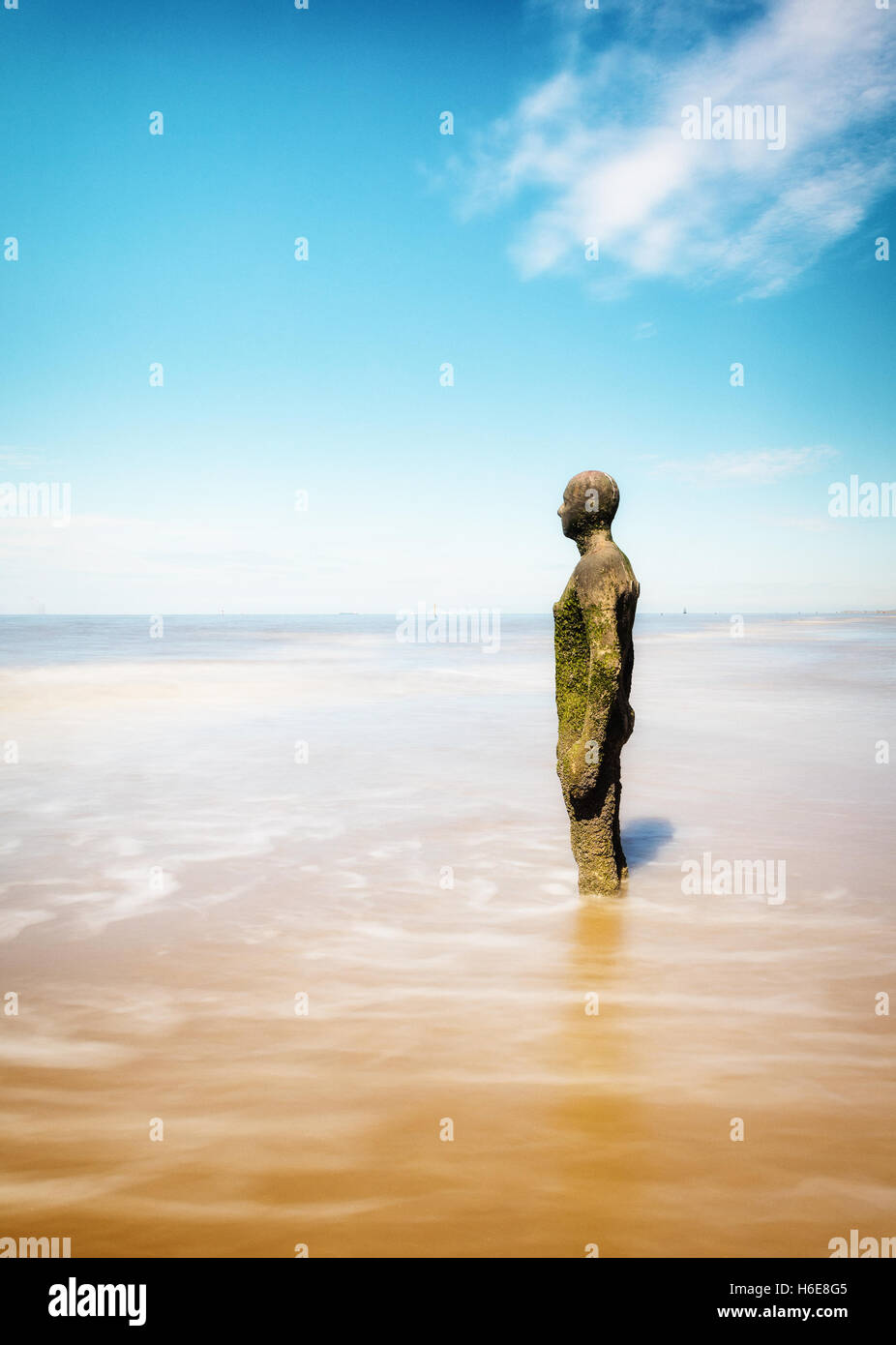 One of the iron men from the Anthony Gormley exhibition on crosby beach ...