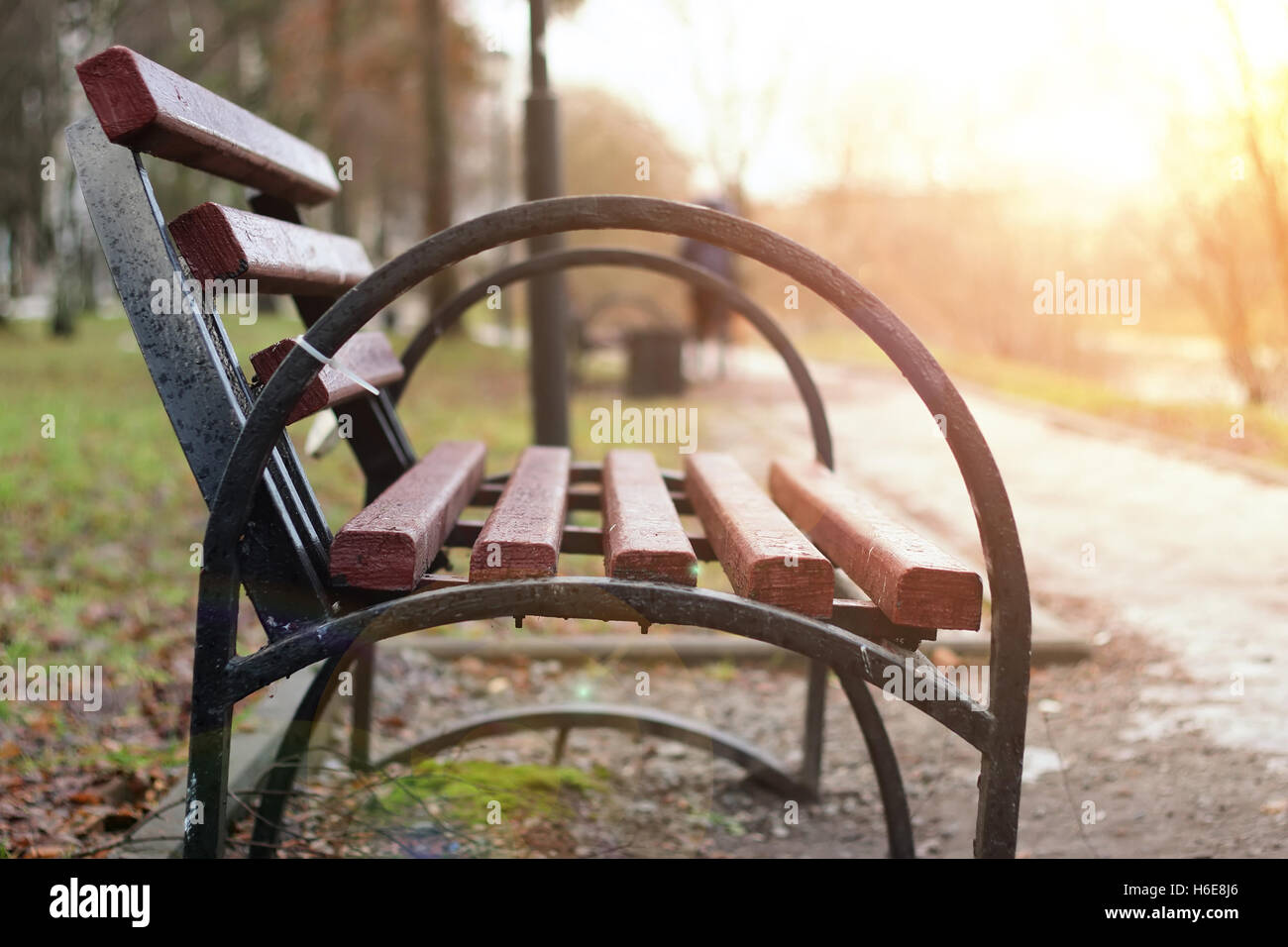 Sunset Park Bench Stock Photo - Alamy
