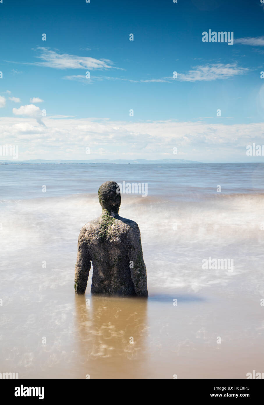 One of the iron men from the Anthony Gormley exhibition on crosby beach ...