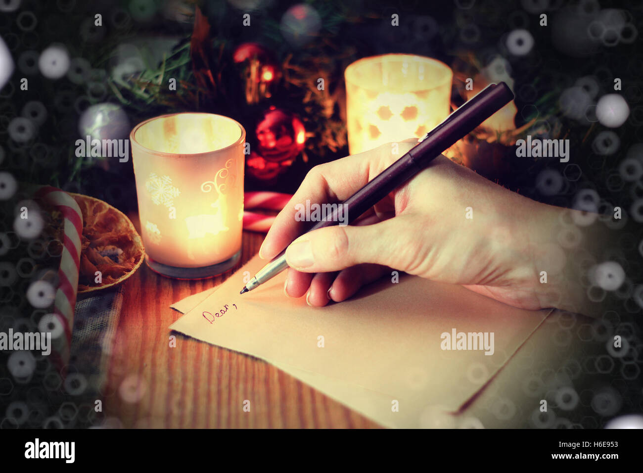 christmas hand writing story Stock Photo - Alamy