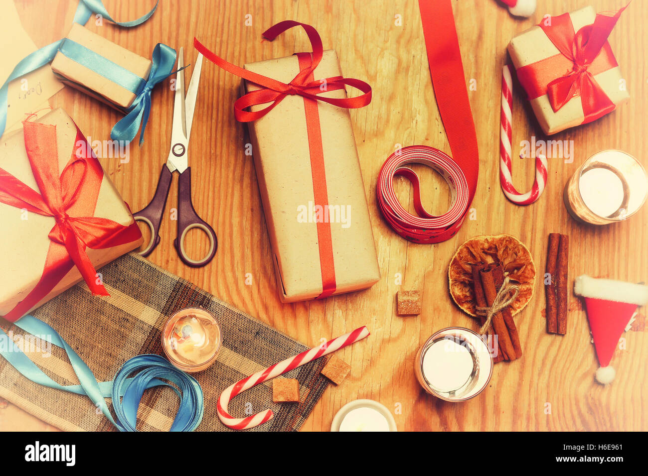 New Year gift packaging Stock Photo - Alamy