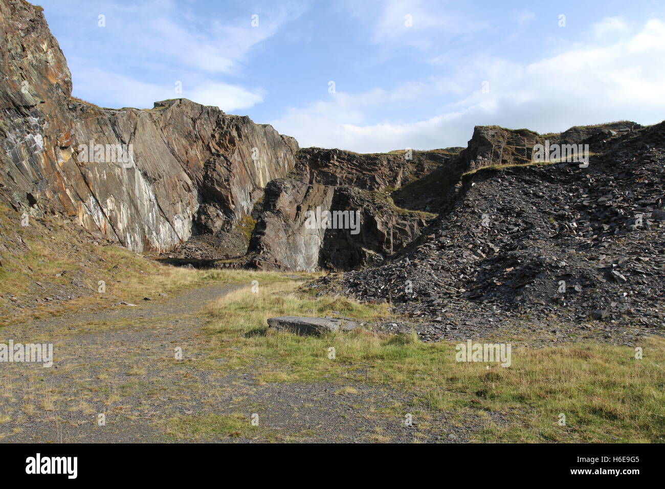 Former slate quarry Cullipool Isle of Luing Scotland September 2013 ...