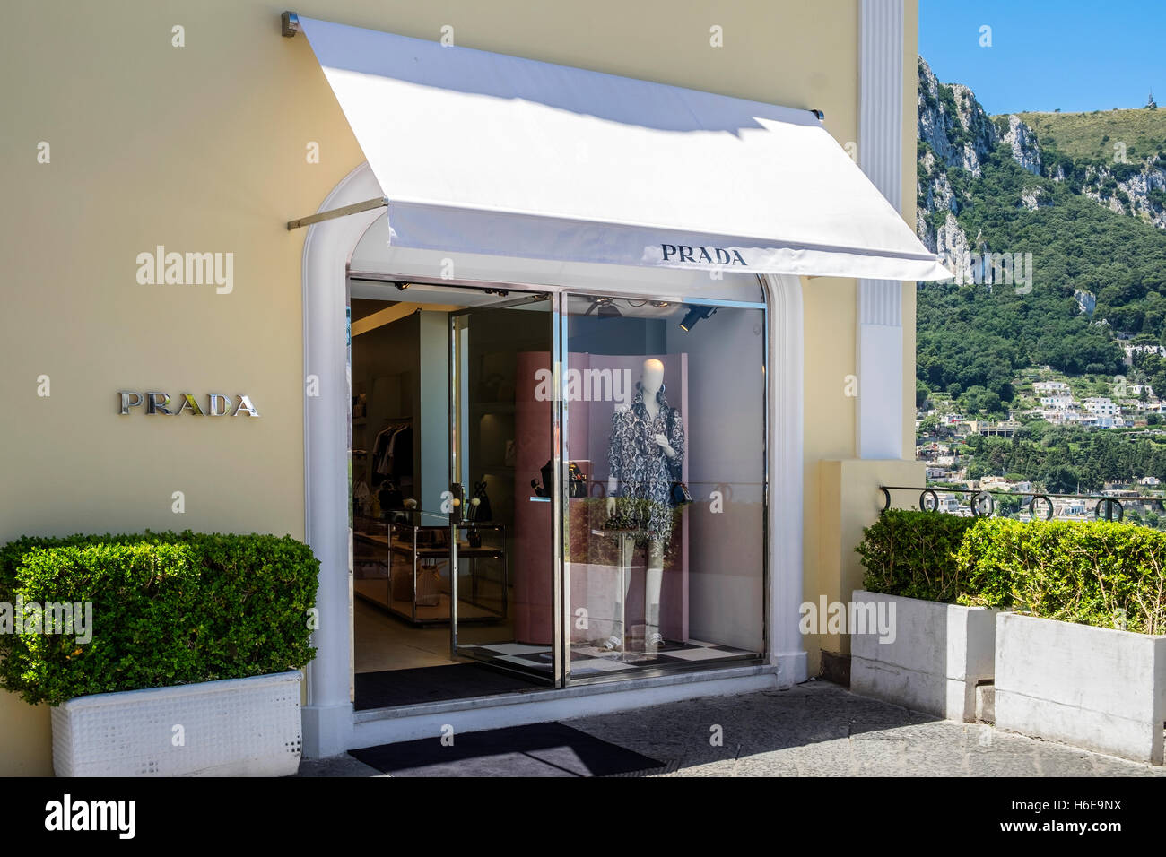 A Prada designer fashion shop on the island of Capri, Italy Stock Photo ...