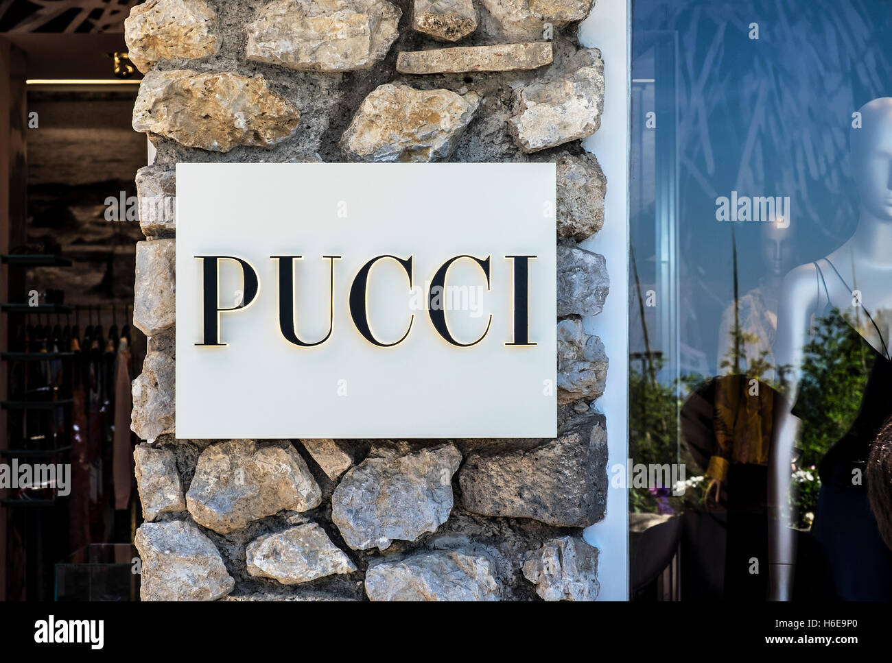 Pucci designer fashion shop sign Stock Photo - Alamy