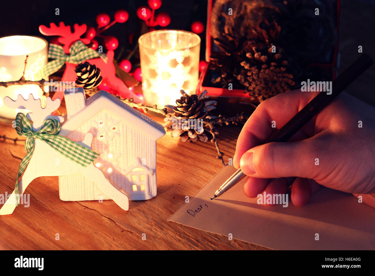Hand write greetings for the new year Stock Photo - Alamy
