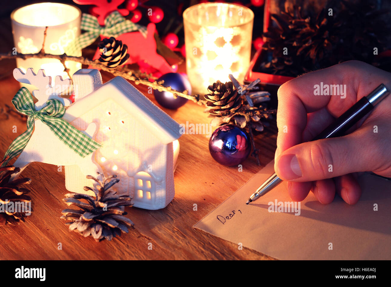 Hand write greetings for the new year Stock Photo - Alamy