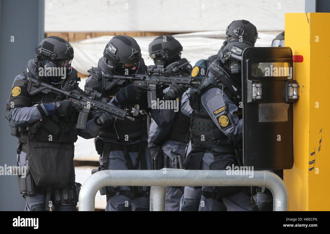 Members of the Garda Regional Armed Support Unit take part in a major ...