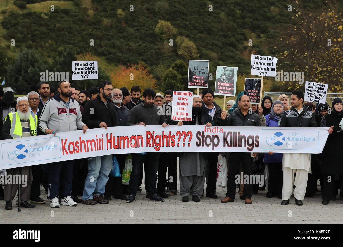 Demonstrators attend the Scottish Human Rights Forum rally outside the ...