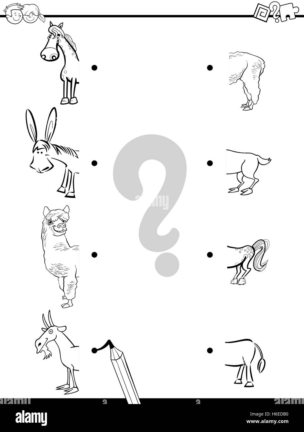 Black and White Cartoon Illustration of Educational Activity of ...