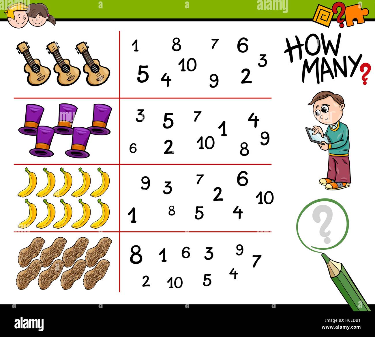 Cartoon Illustration of Educational Counting Activity for Children ...