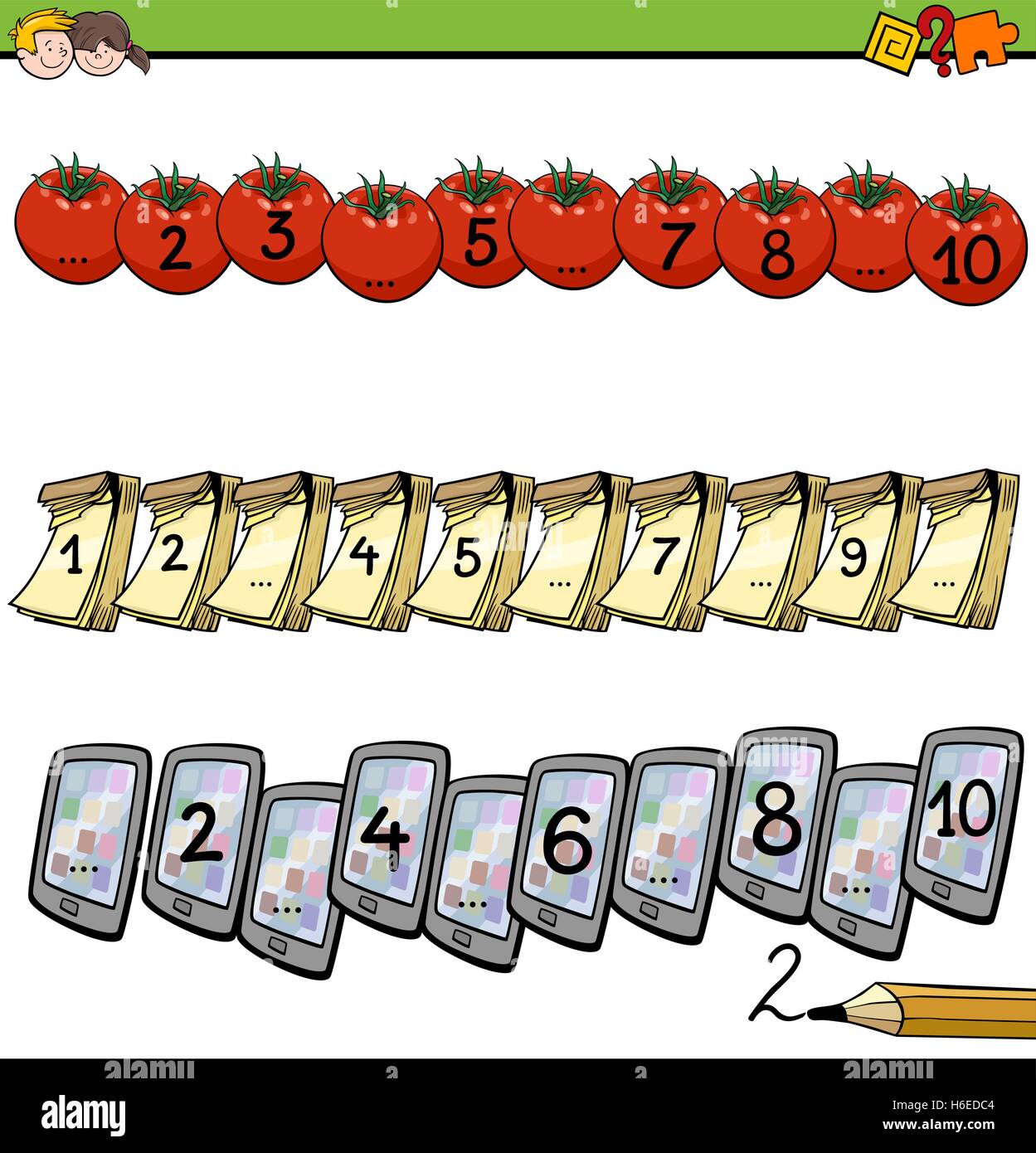 Cartoon Illustration of Educational Mathematical Activity for Children ...