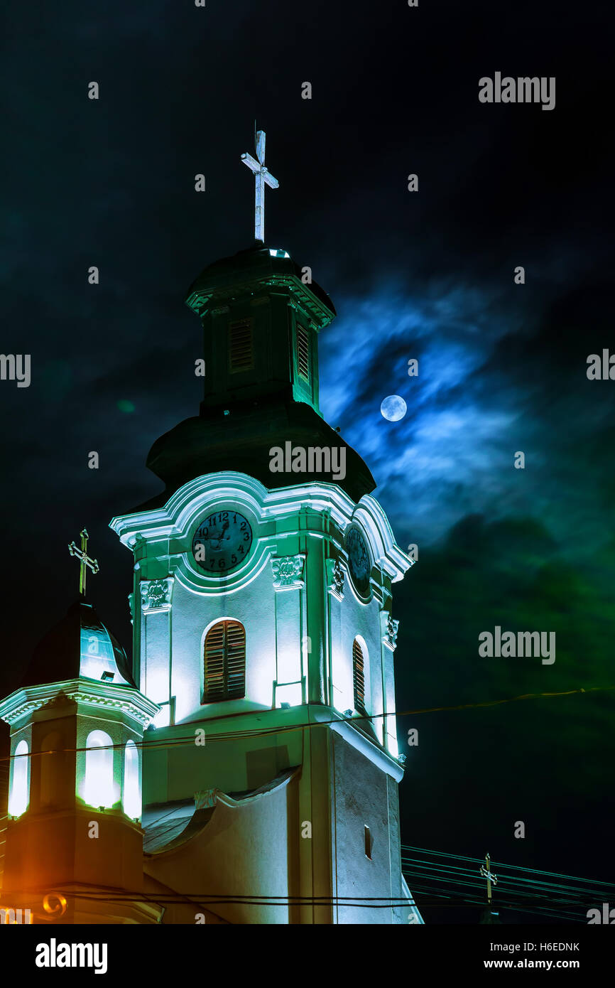 October 14. 2016 downtown Night Uzhgorod Ukraine road lights Stock ...