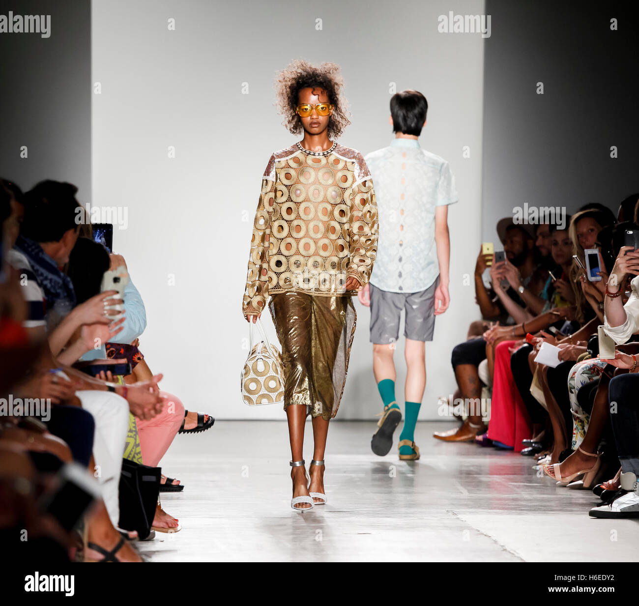 New York, NY, USA - September 11, 2016: A model walk runway for the ...