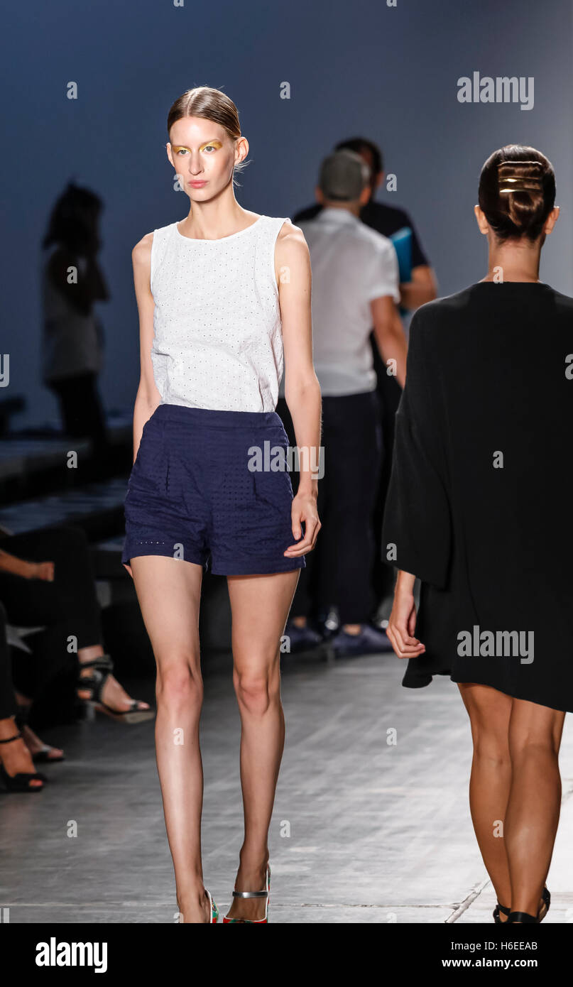 New York, NY, USA - September 11, 2016: Models walk runway rehearsal ...
