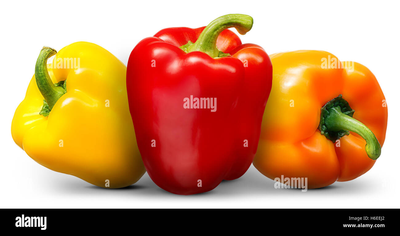 Group of bell peppers isolated on white Stock Photo - Alamy