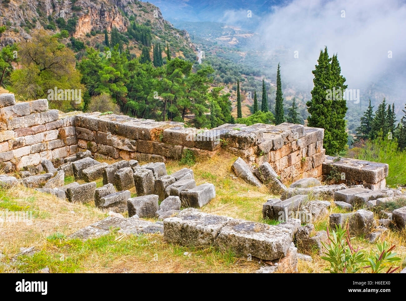The foundation of the ancient buildings in Delphi archaeological area ...
