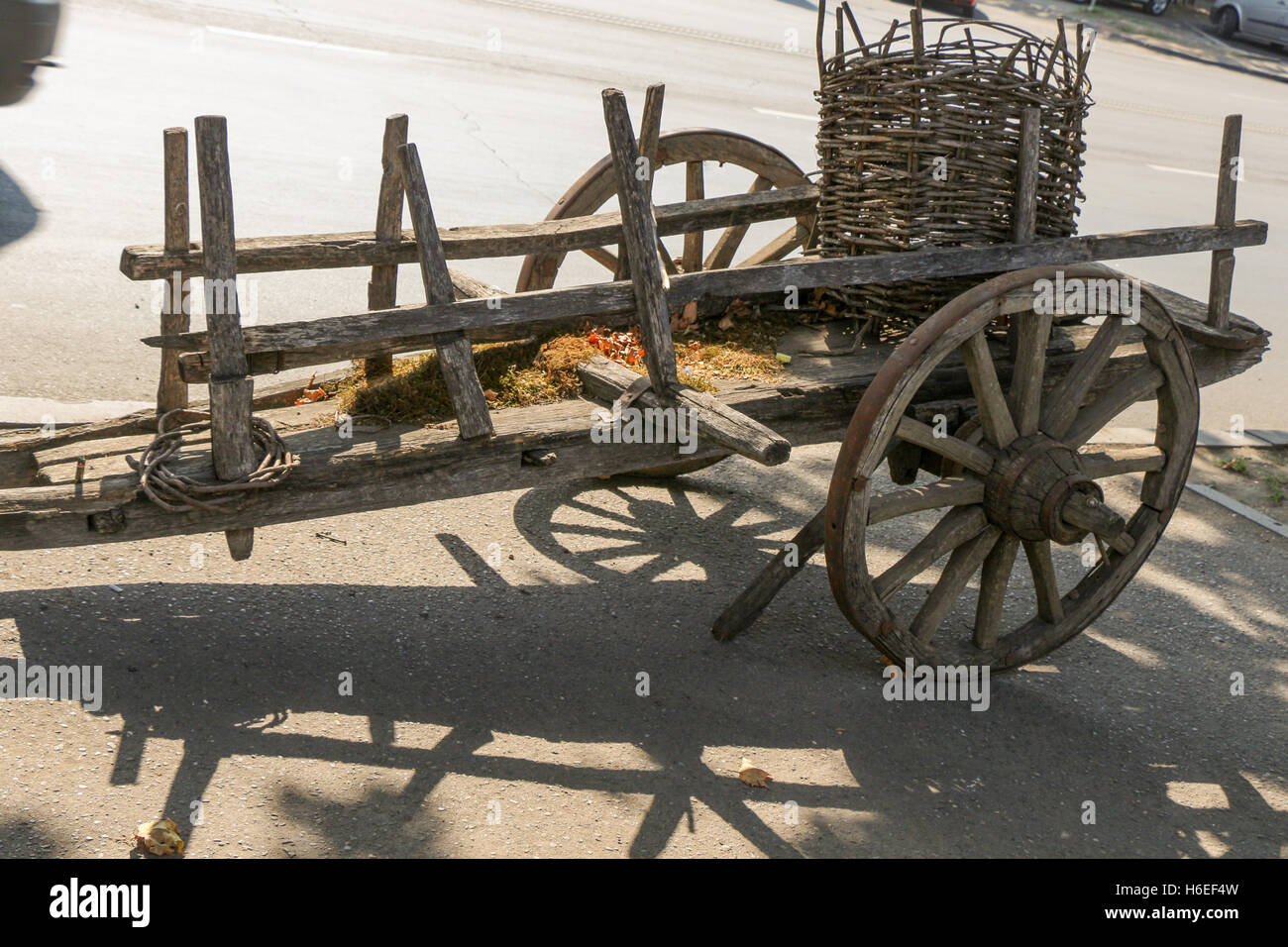 An old traditional wooden cart for transport Stock Photo - Alamy