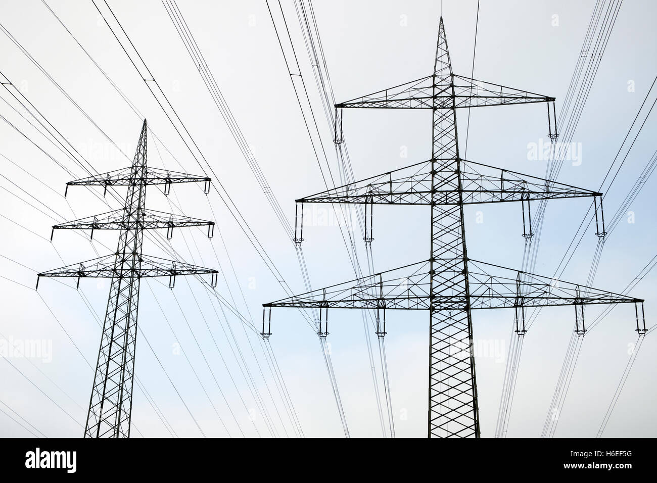 High-voltage electricity cables Leichlingen Germany Stock Photo - Alamy