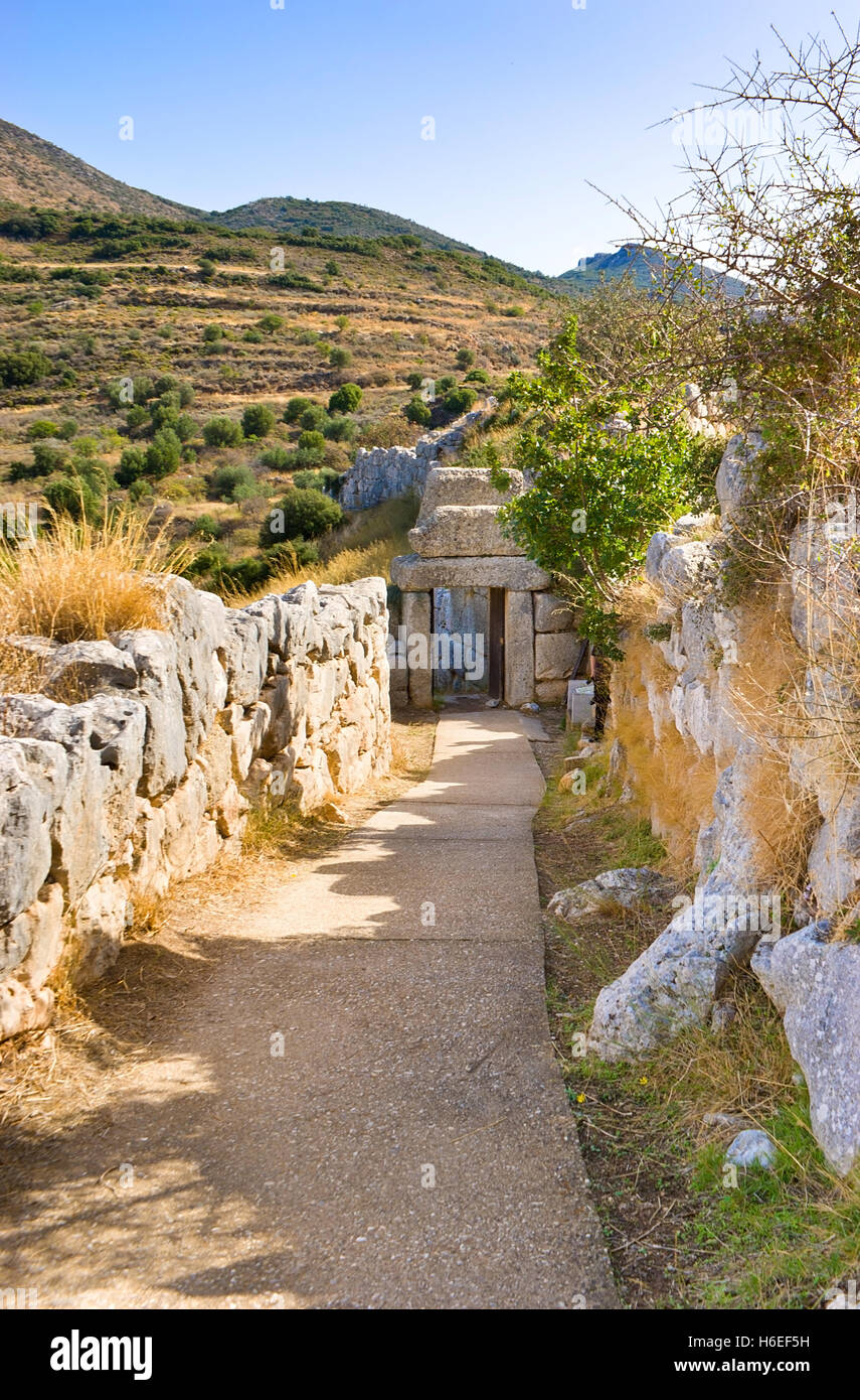 The ancient gate on the territory of the archaeological site of Mycenae ...