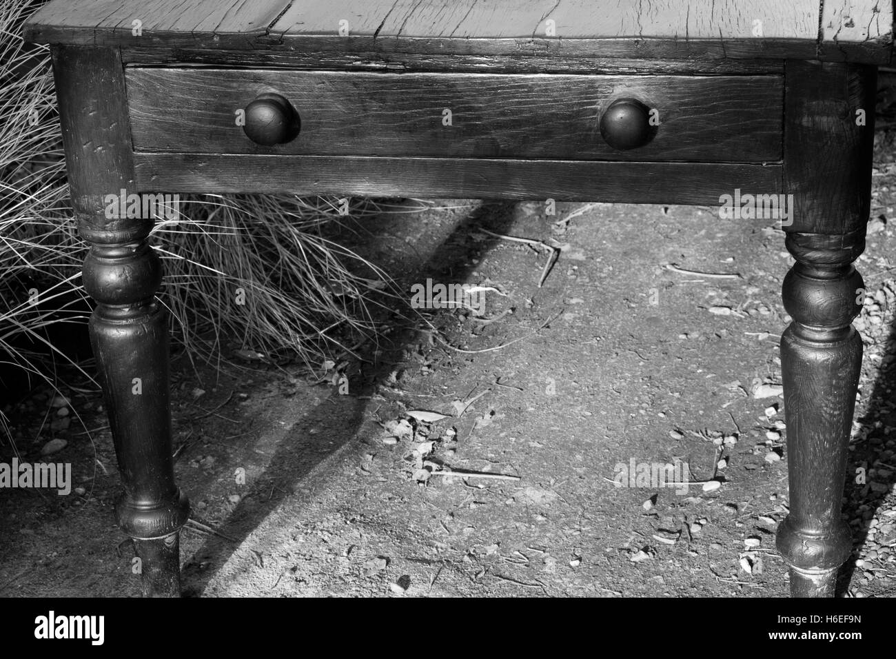 Wooden kitchen table Stock Photo - Alamy