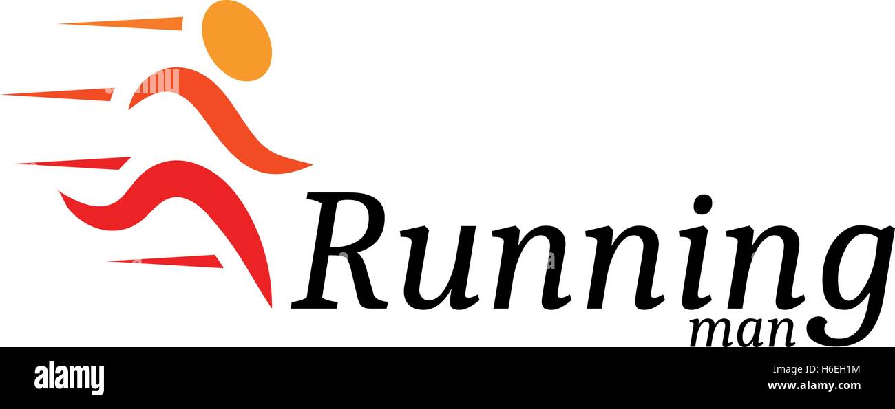 Isolated abstract orange color running man logo. Human silhouette in ...