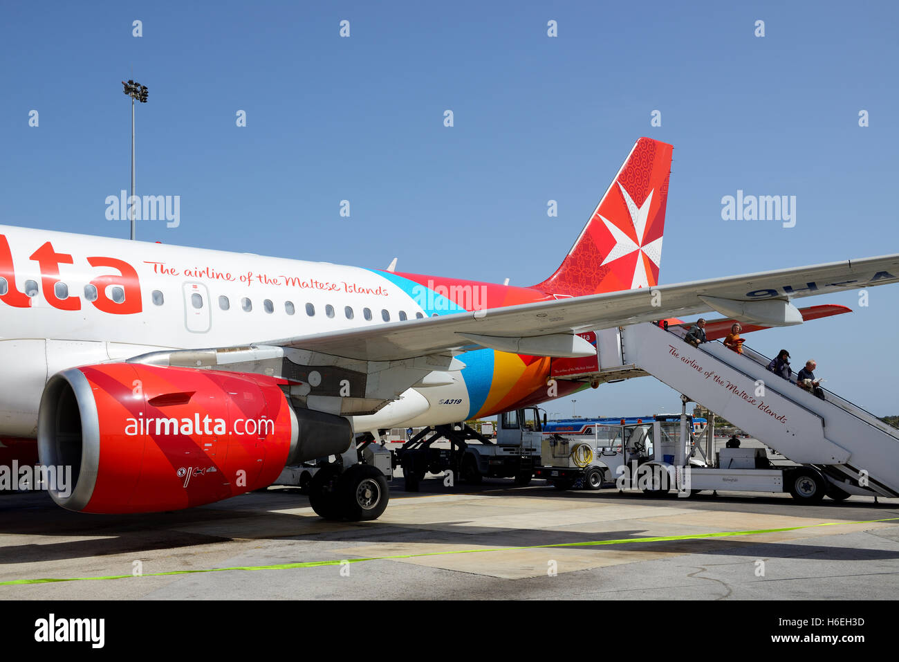 The aircraft of Malta Airlines taking maintenance at Malta Airport ...