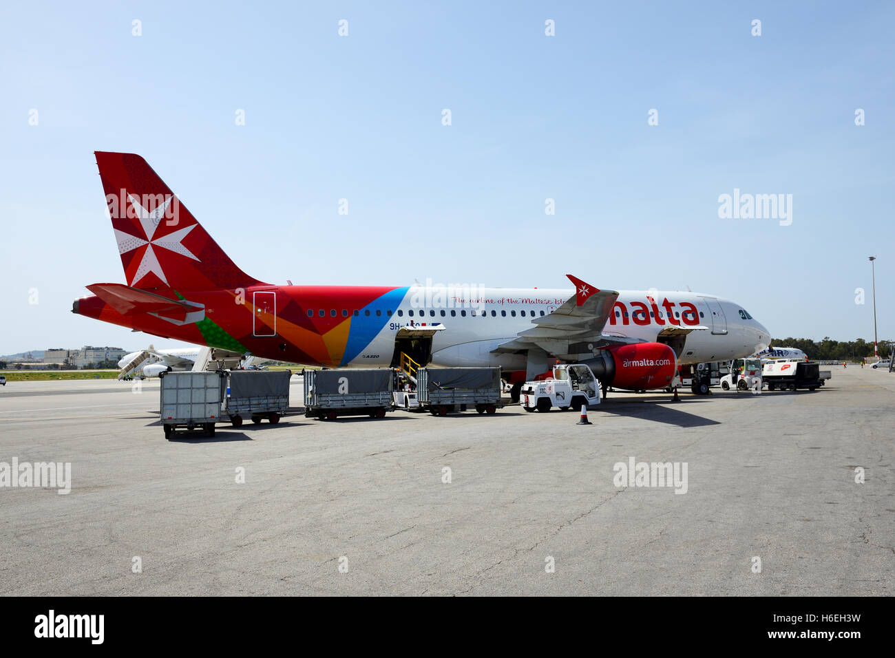 The aircraft of Malta Airlines taking maintenance at Malta Airport ...