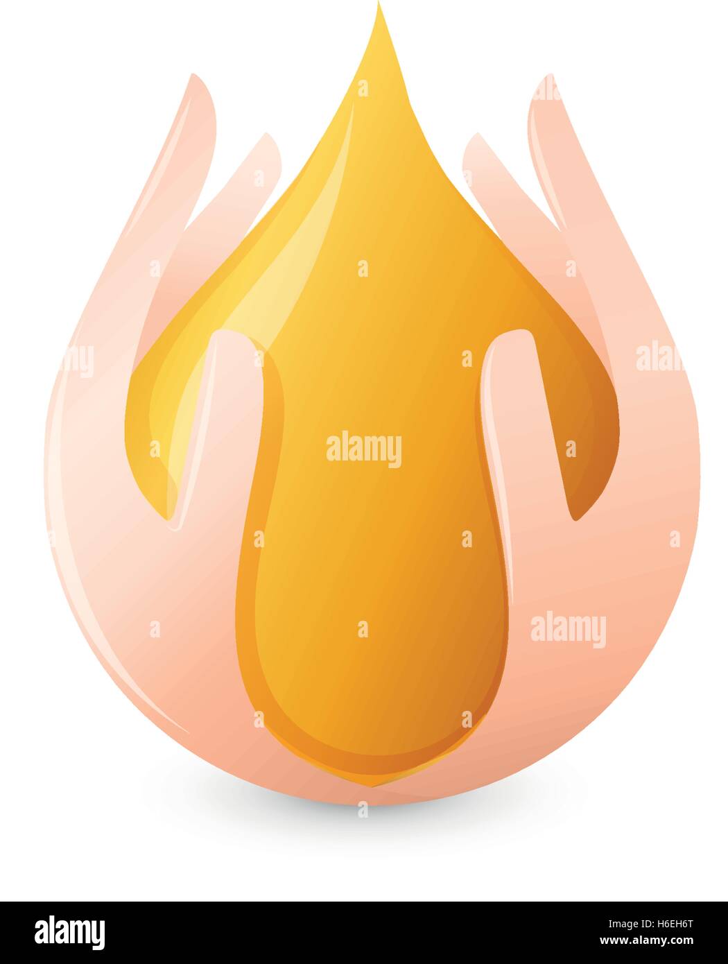Isolated abstract honey drop in human palms logo. Natural bee wax ...