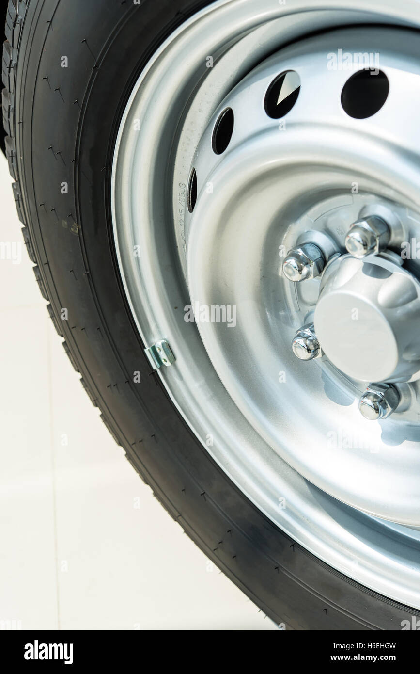 Close-up Car steel wheel Stock Photo - Alamy