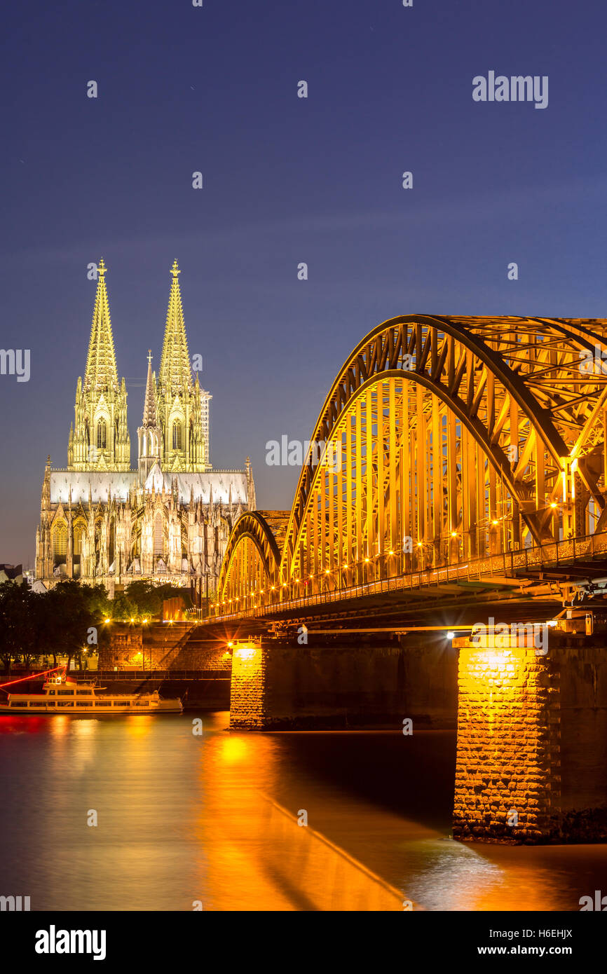 Cologne Cathedral and Hohenzollern Bridge, Cologne, Germany Stock Photo ...