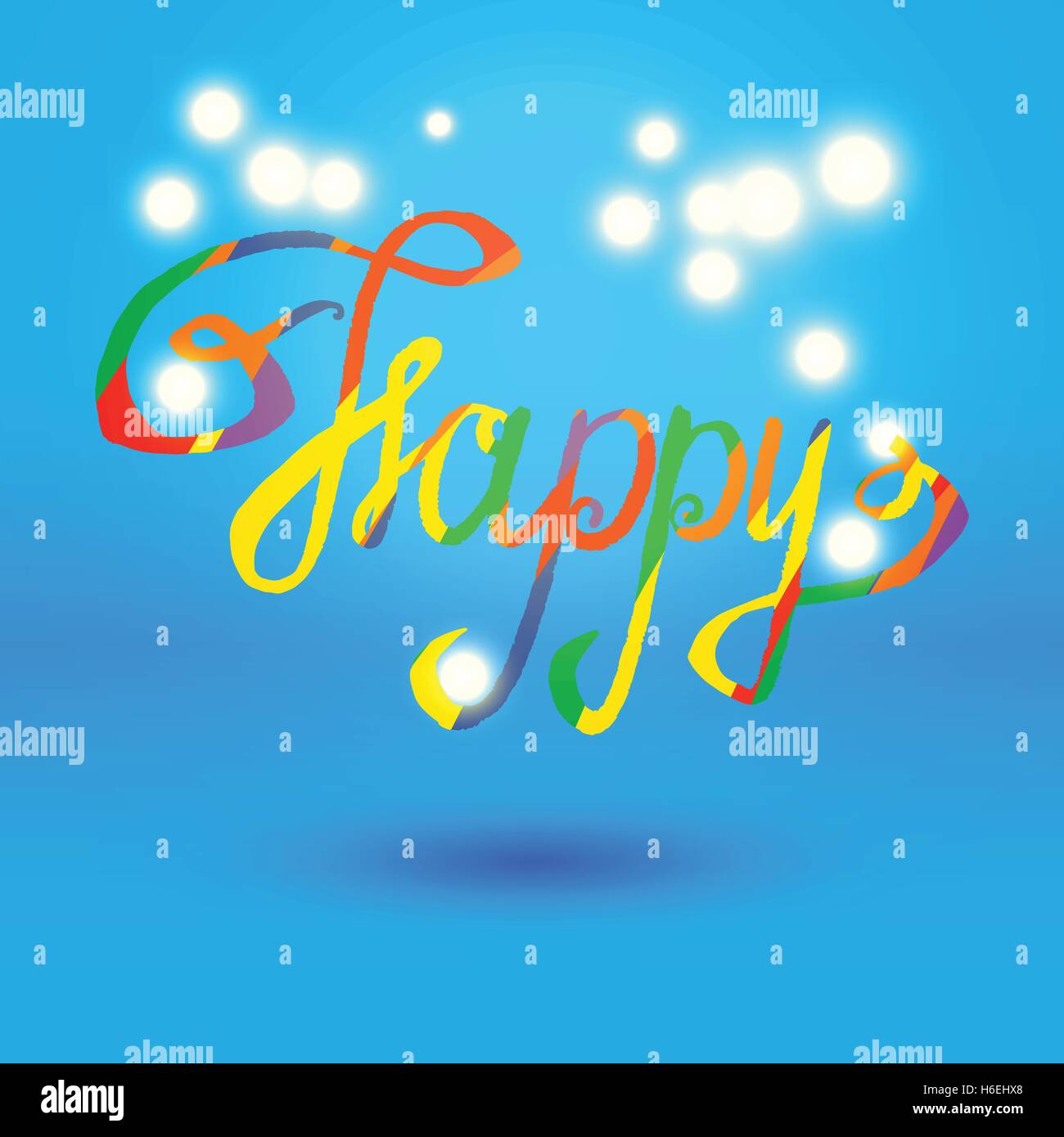 Happy lettering word vector illustration. EPS10 Stock Vector Image ...