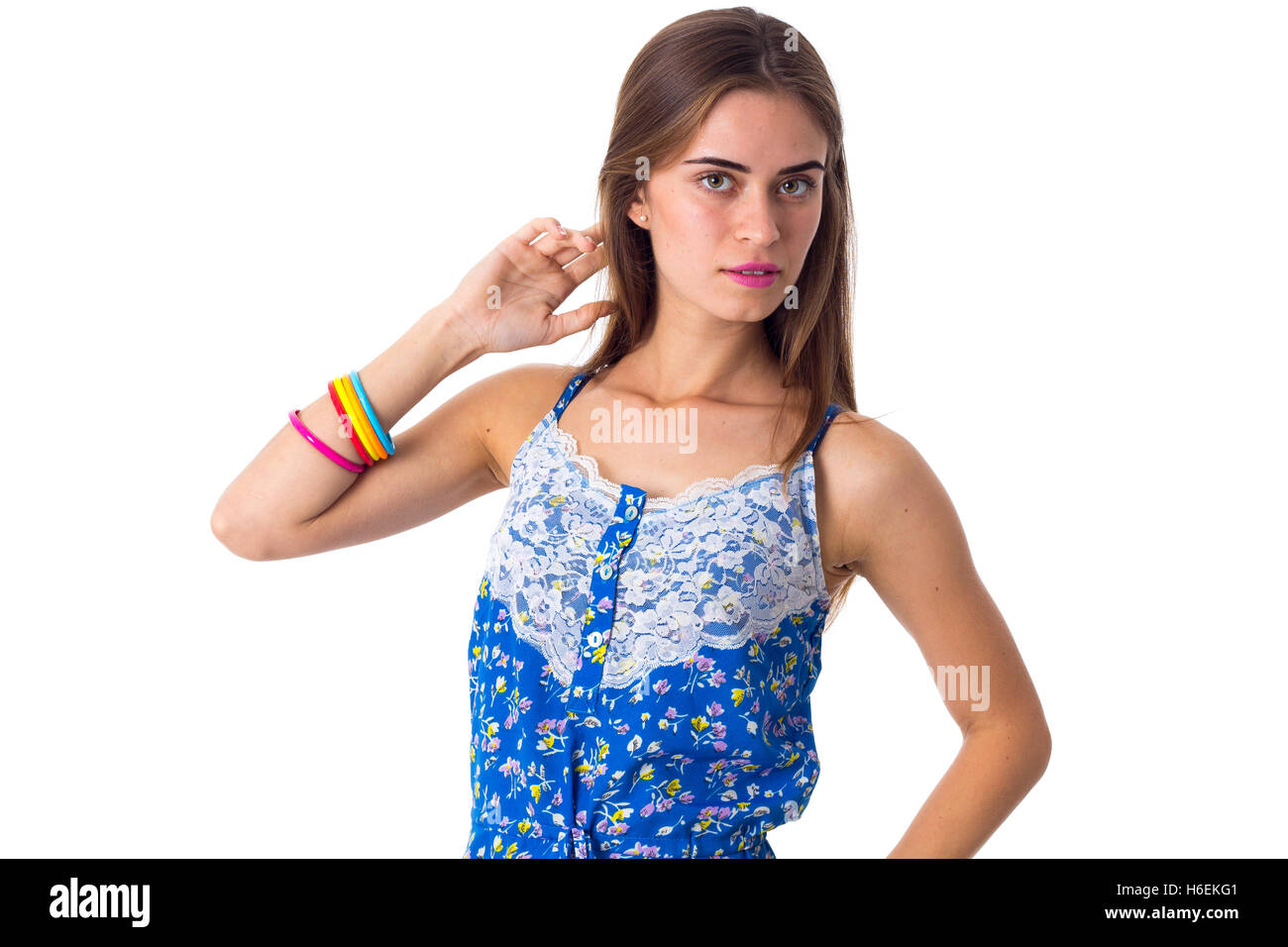 Fixing her hair hi-res stock photography and images - Alamy