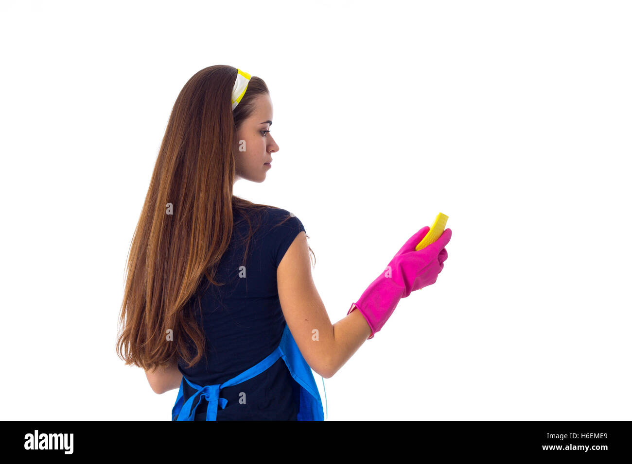 Woman using spray cleaner hi-res stock photography and images - Alamy
