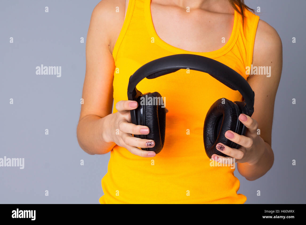 Young woman in headphones Stock Photo - Alamy