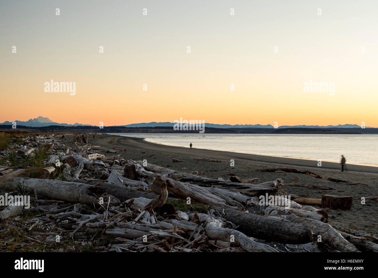 Fort Worden State Park in Port Townsend, Washington. Beach sunrise ...