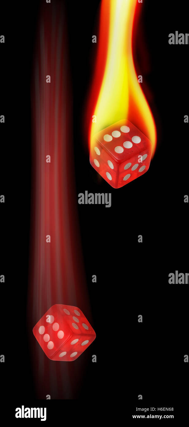 Red hot dice on fire and rolling Stock Photo - Alamy