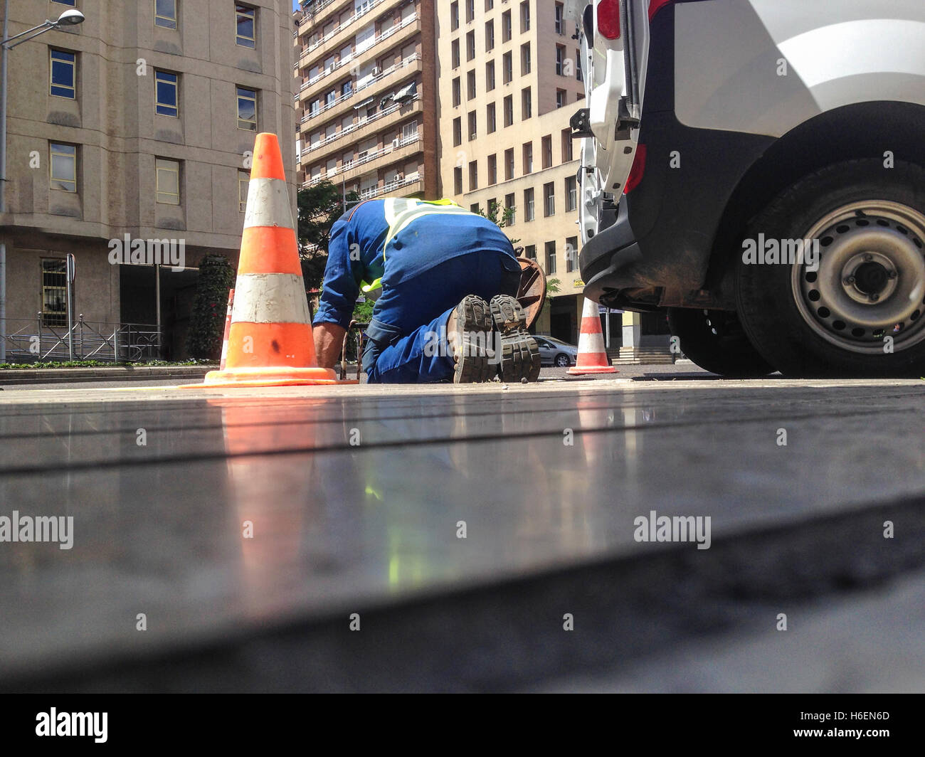 Installation of cable fiber optic network hi-res stock photography and ...