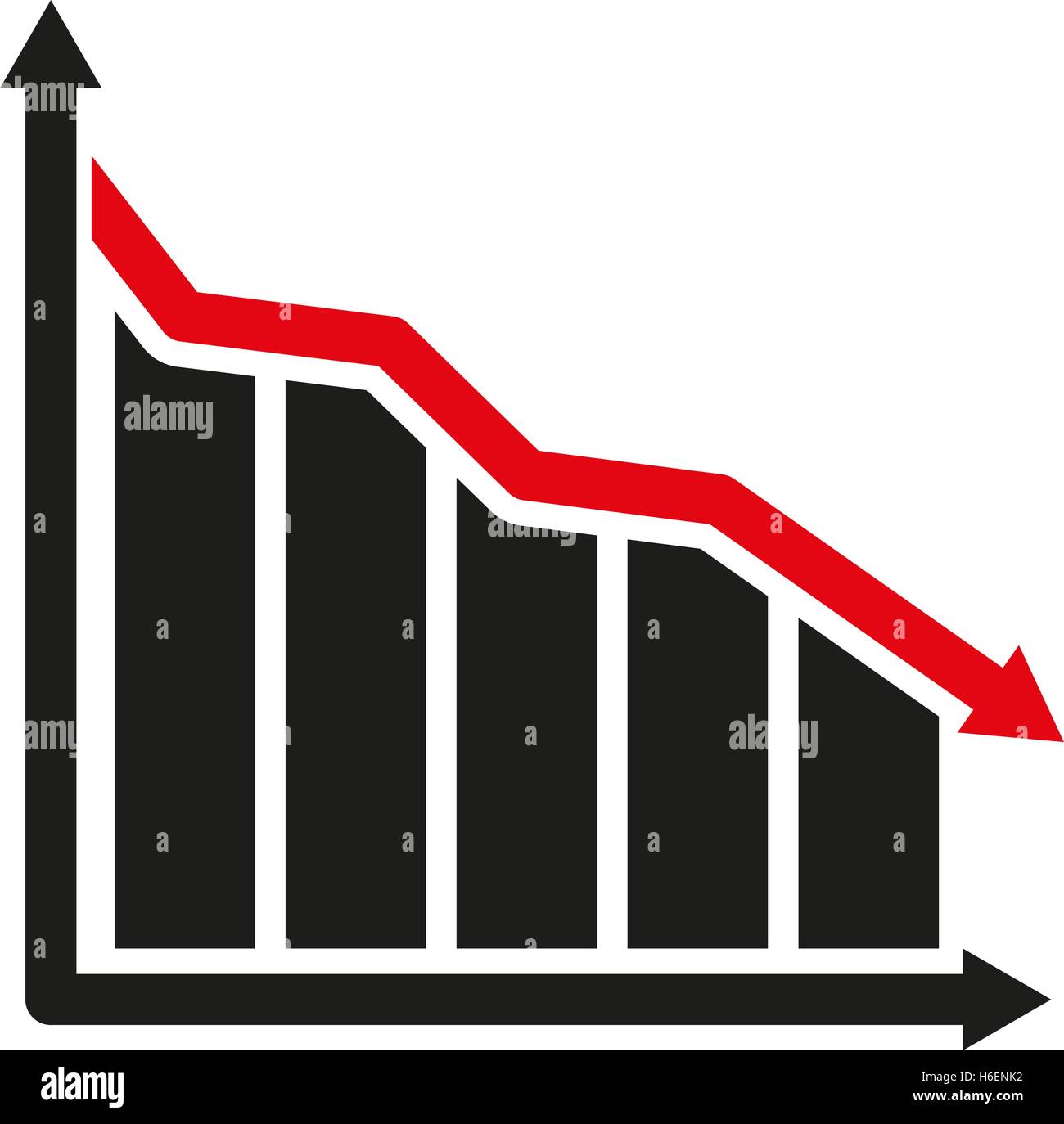 The graph down icon. Chart below and loss, reduction symbol. Flat ...