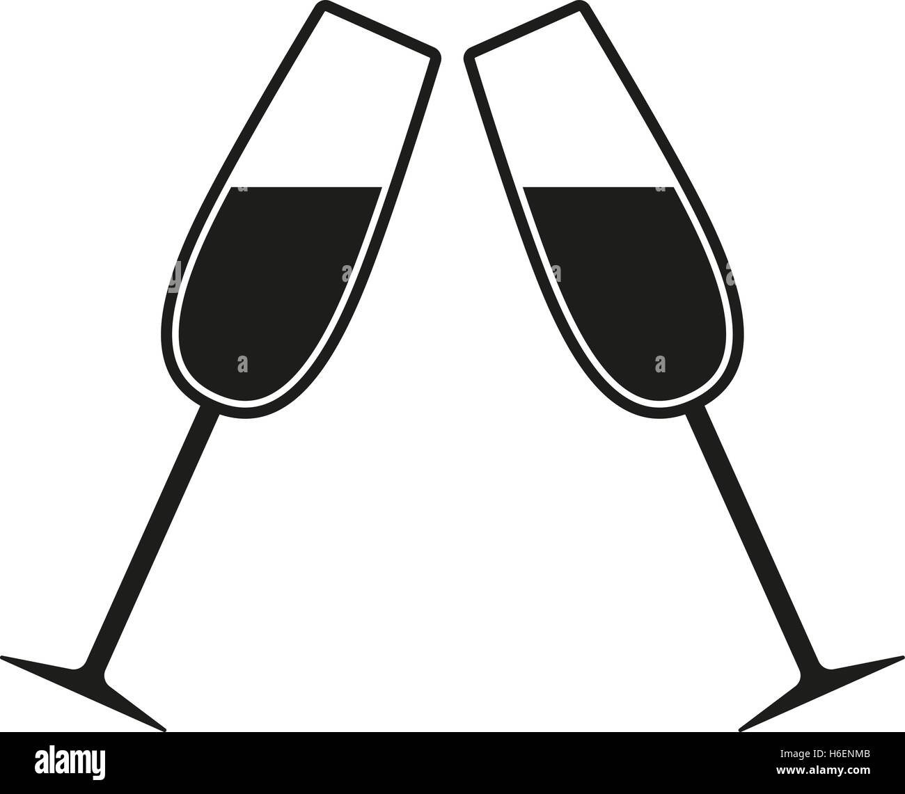 The clink glasses icon. Wineglass and goblet, celebration symbol. Flat ...