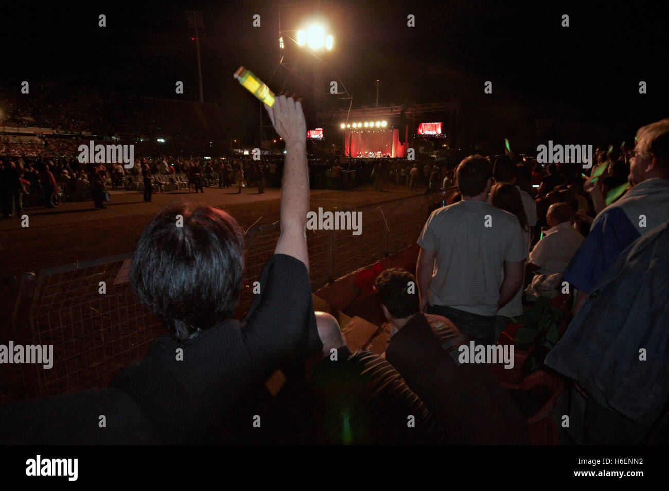 fans at the crowded Ramat Gan Stadium during Leonard Cohen's concert in ...