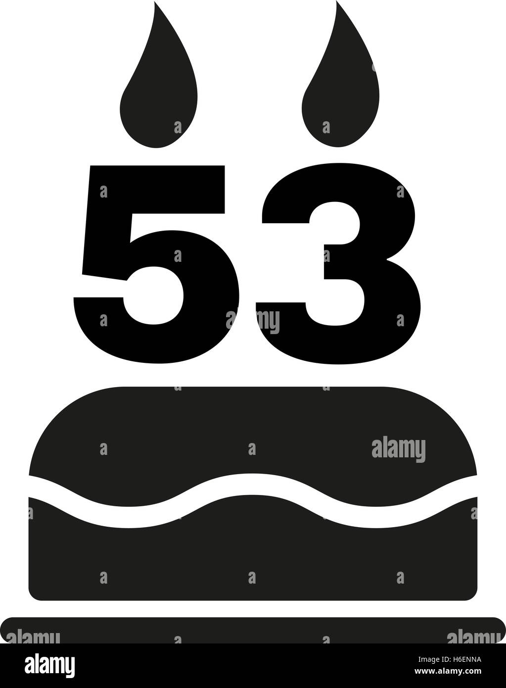 The birthday cake with candles in the form of number 53 icon. Birthday ...