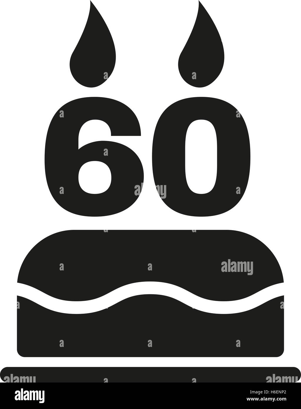 The birthday cake with candles in the form of number 60 icon. Birthday ...
