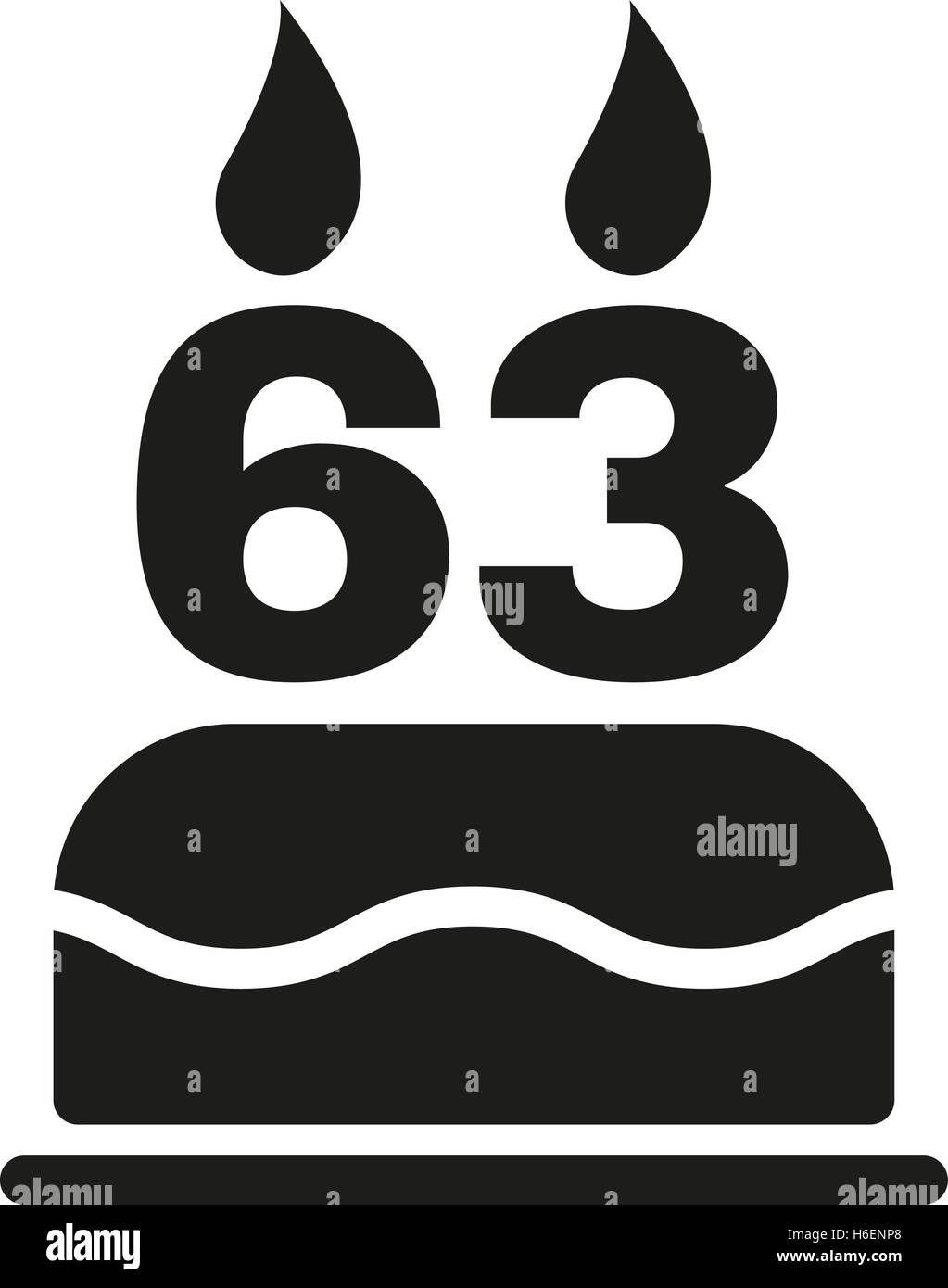 The birthday cake with candles in the form of number 63 icon. Birthday ...