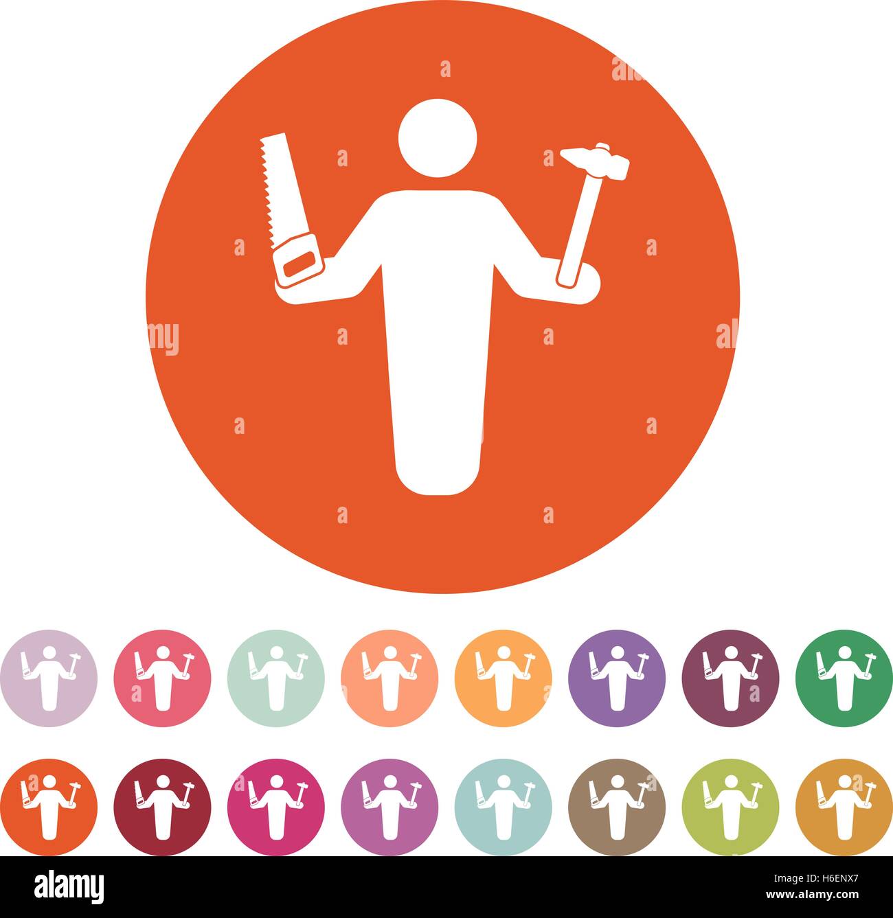 The carpenter avatar icon. Builder and handyman, craftsman symbol. Flat ...