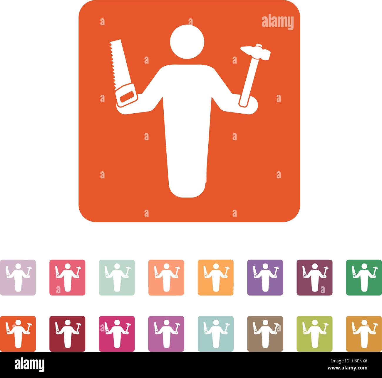 The carpenter avatar icon. Builder and handyman, craftsman symbol. Flat ...