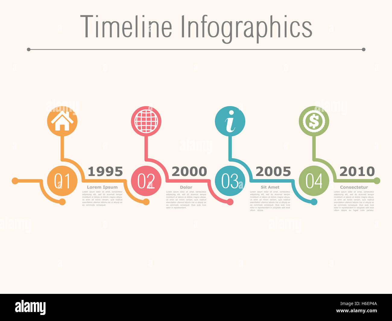 Timeline infographics design template with numbers, icons, place for ...