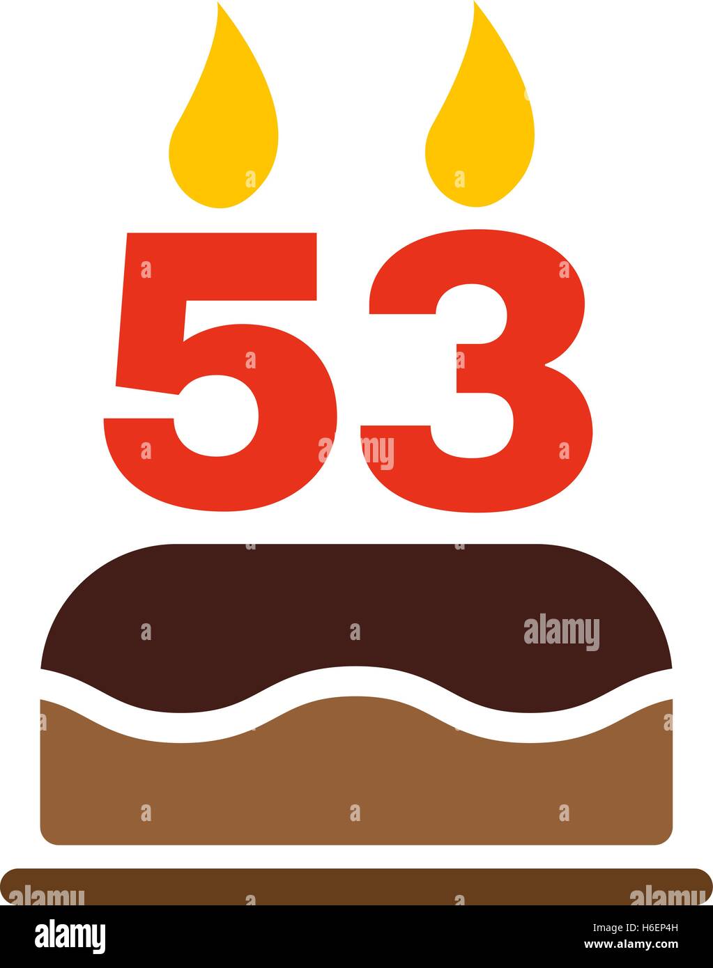 The birthday cake with candles in the form of number 53 icon. Birthday ...