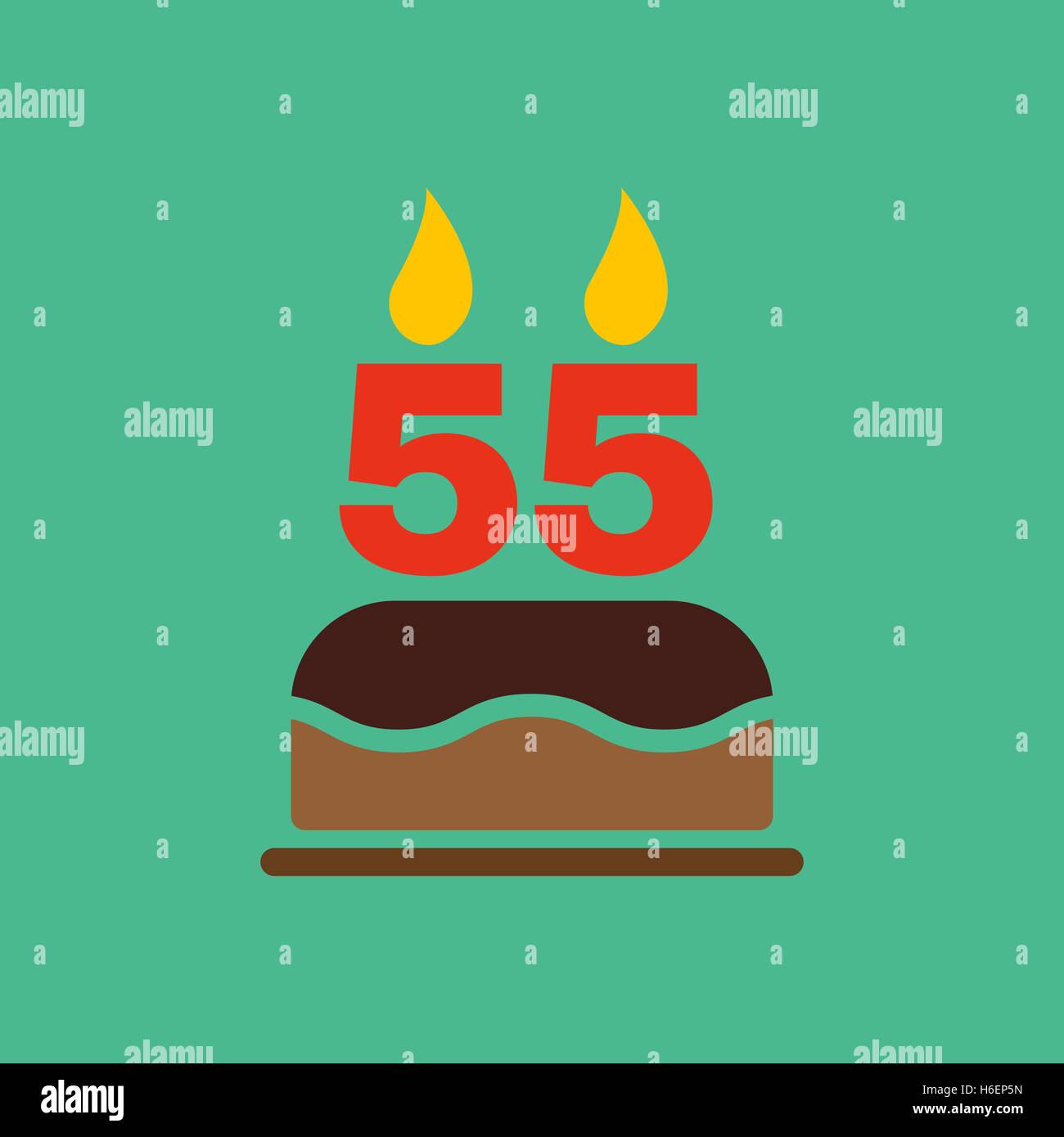 The birthday cake with candles in the form of number 55 icon. Birthday ...